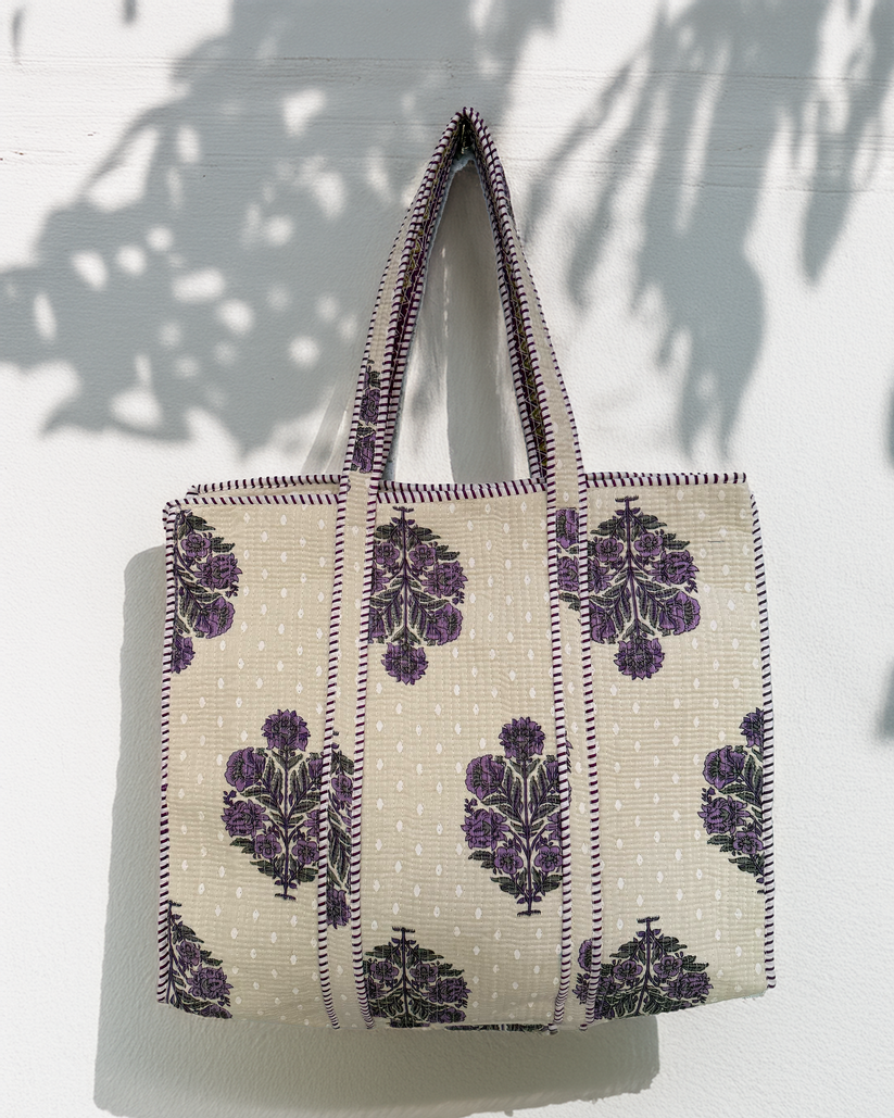 Lavender Mist Tote Bag with Zip – SANSKORI