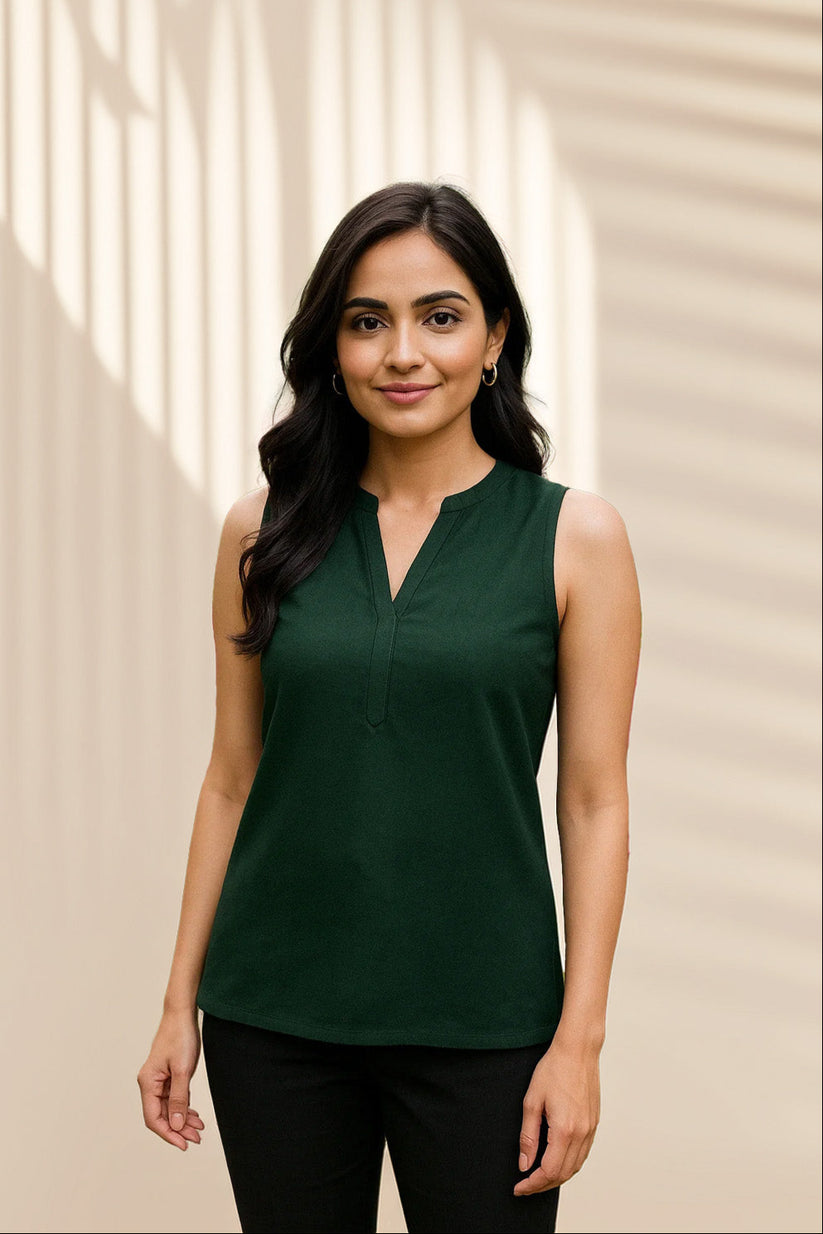 Kéya Sleeveless Top- Forest Green – SANSKORI